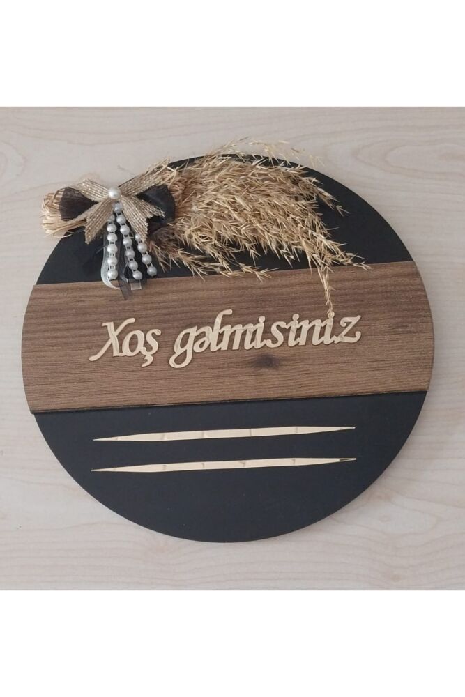 Hoşgeldiniz Yazılı Aynalı Pleksi Ahşap Kapı Süsü Dekoratif Dış Kapı ...